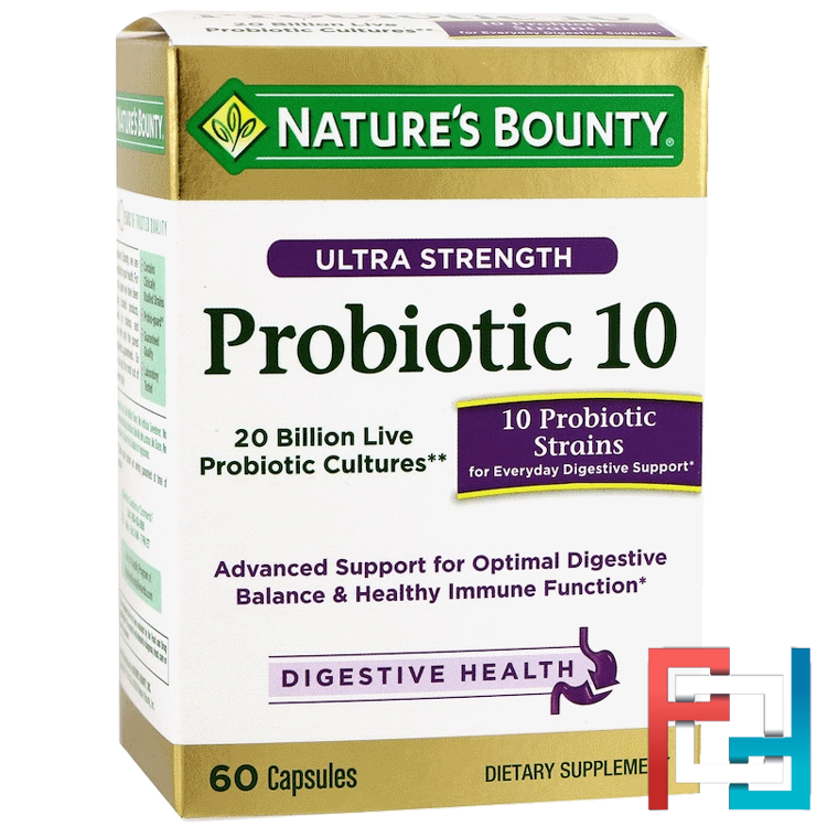 Ultra Strength Probiotic 10, Nature's Bounty, 60 Capsules